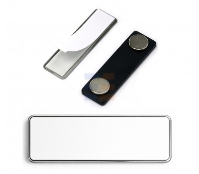Ecuson Magnetic de Sublimare cu Rama Argintie, Silver - SB-BDJ-FR-SL-SL